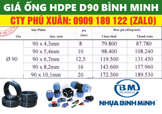 Ống HDPE D90 Bình Minh - Giá Rẻ Vô Địch - Kho Sài Gòn