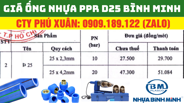 Ống PPR D25 Bình Minh - Giá Rẻ Vô Địch - Kho Sài Gòn