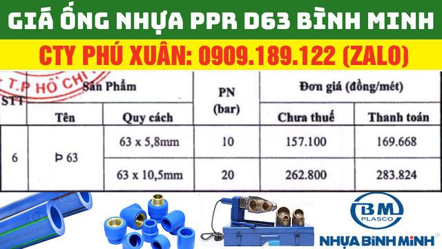Ống PPR D63 Bình minh - Giá Rẻ Vô Địch - Kho Sài Gòn