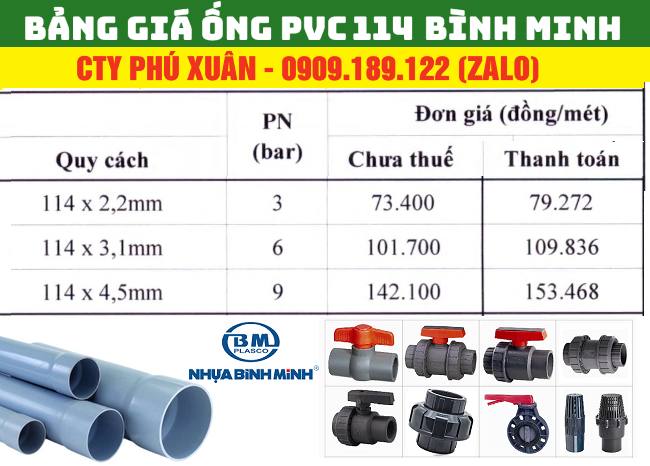 Ống Bình Minh 114 - Giá Rẻ Vô Địch - Kho Sài Gòn