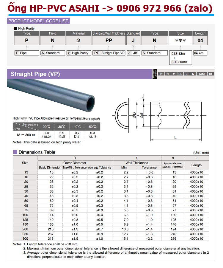 Ống Nhựa HP-PVC Asahi - Kho HCM - Cty Phú Xuân