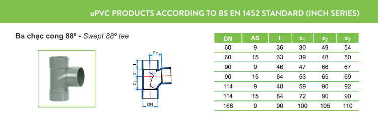 Tê Cong uPVC Tiền Phong - Đại Lý Phú Xuân - Kho hàng HCM
