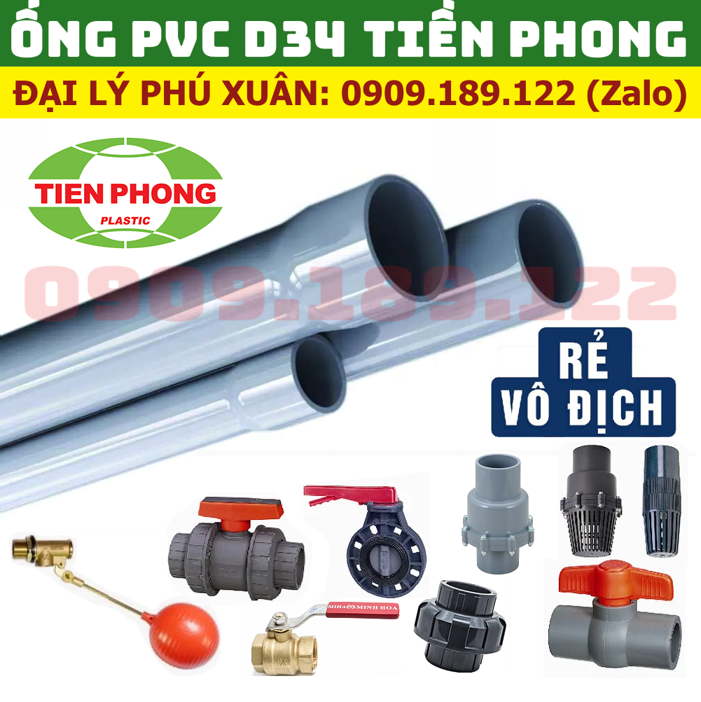 Ống Nhựa PVC D34 Tiền Phong - Rẻ Vô Địch